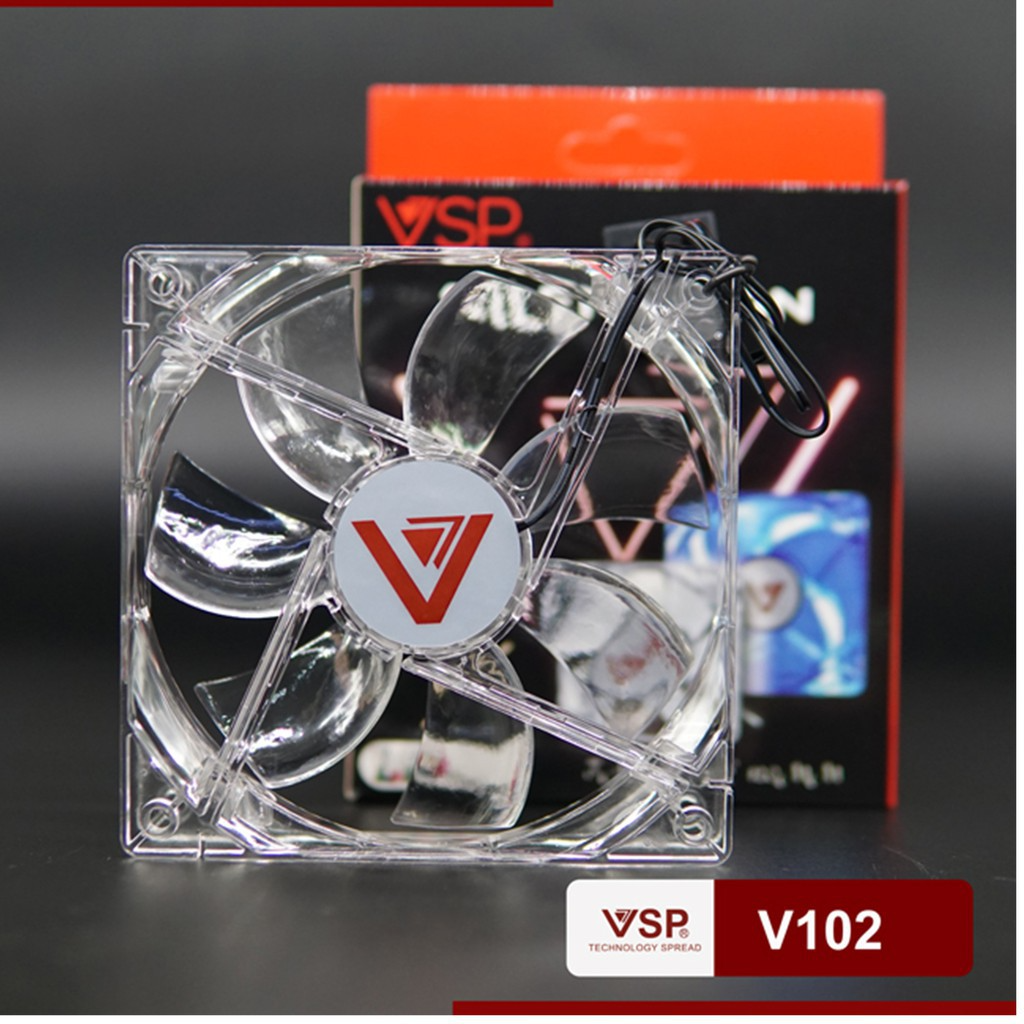 Fan Tản Nhiệt VSP V-102 Trong Suốt (12cm) Không LED, Giá rẻ
