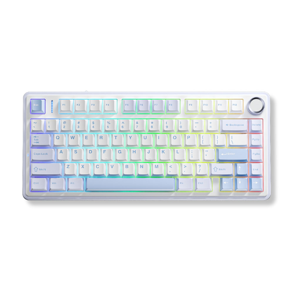 Bàn Phím Cơ GAMING AULA F75 White (Xanh/ Grey Wood V3 Switch)