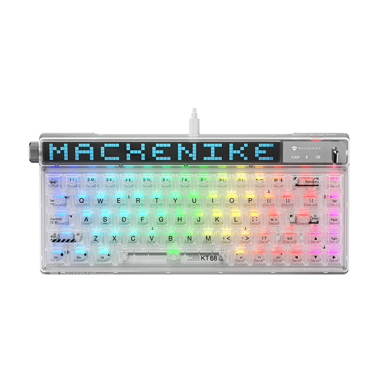 Bàn Phím Wireless Mechanical KT68 Pro White Three-Mode Chính hãng