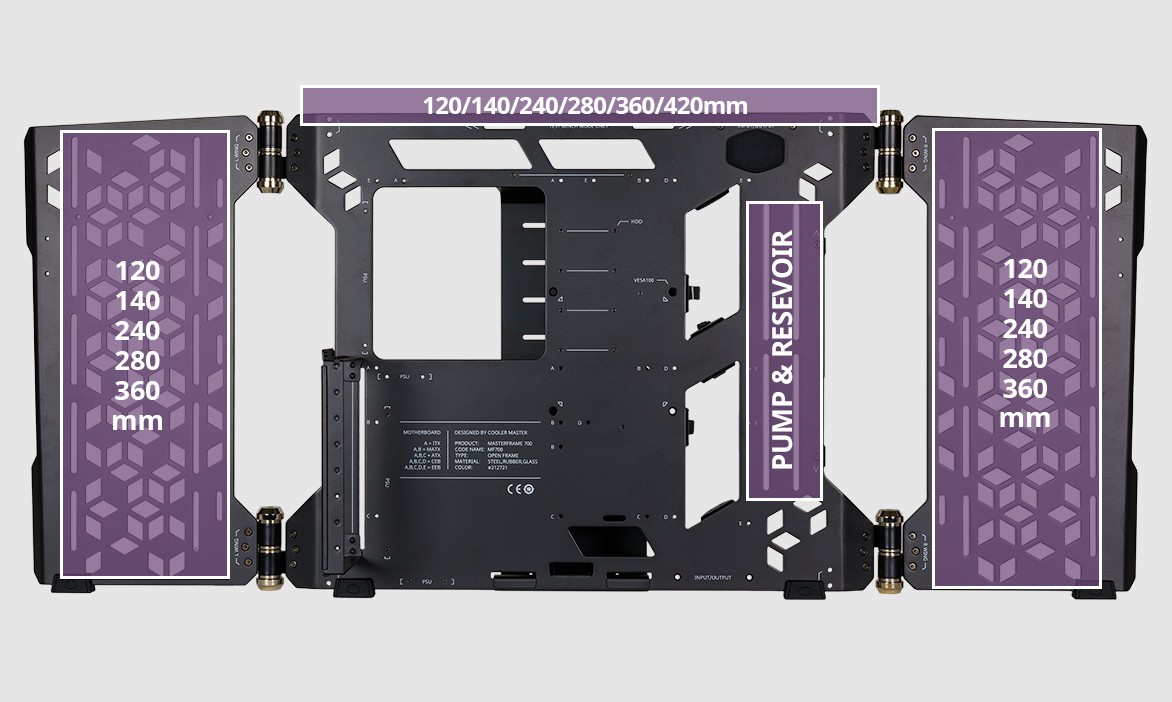 Vỏ Case Cooler Master MasterFrame 700 (Full Tower/Màu Đen)